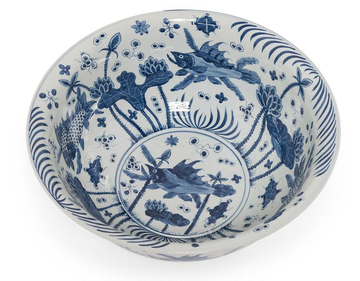 Blue & White Village Fish Bowl Phoenix - Large – Pineapples Palms Too ...